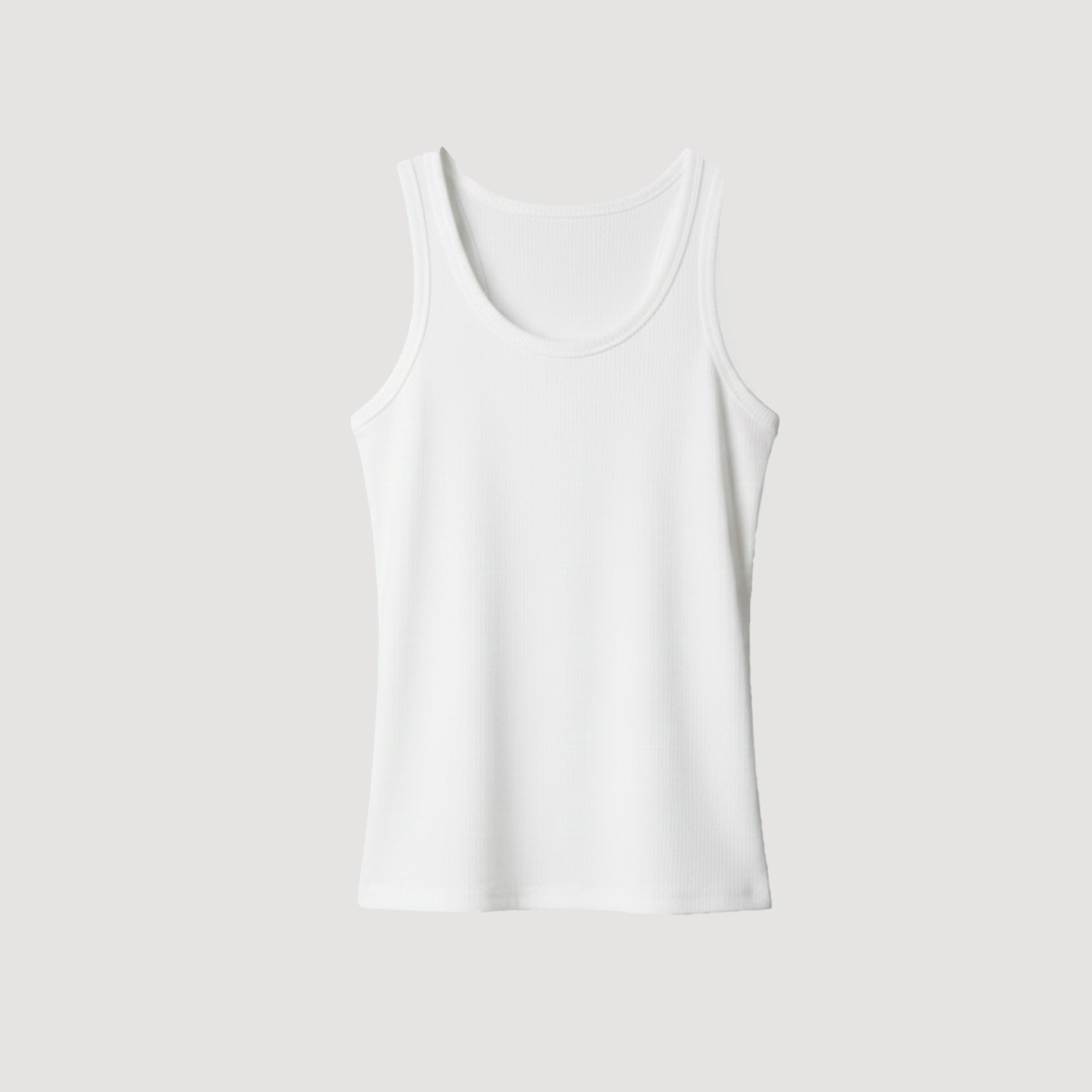White U-Shaped Ribbed Tank Top – BRVV